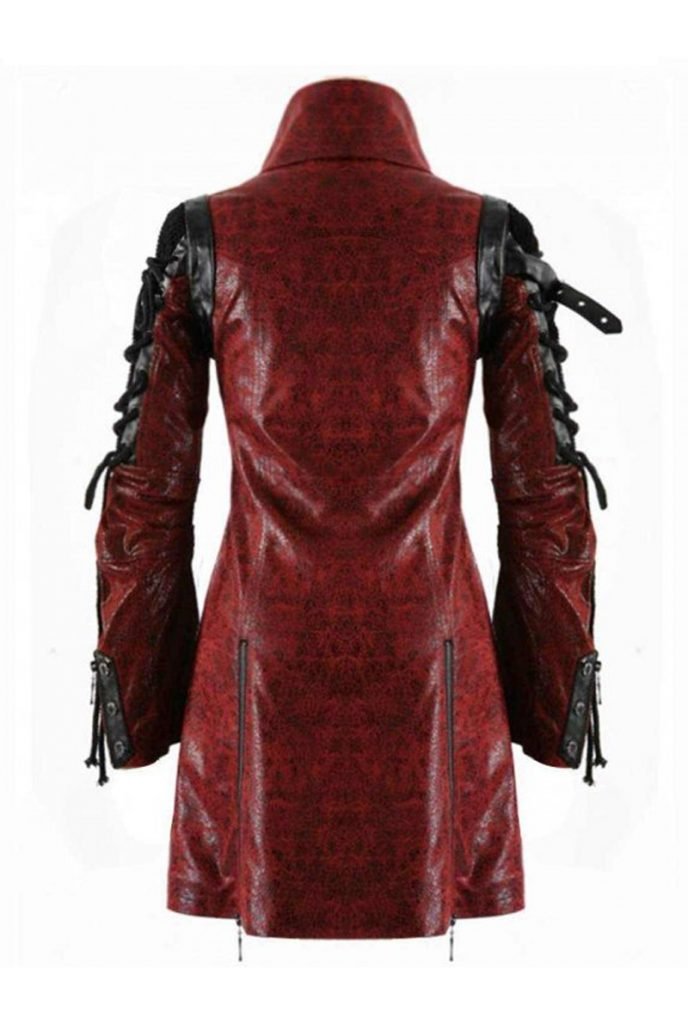 Goth Steampunk Shadow Womens Red Black Jacket - skinoutfits.com